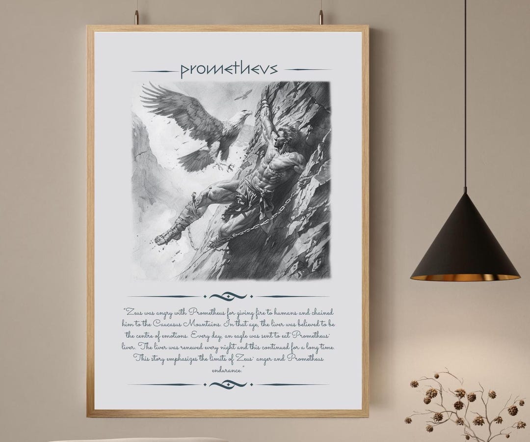Ancient Greek Prometheus Framed Canvas Wall Art - Prometheus Wall Art ...