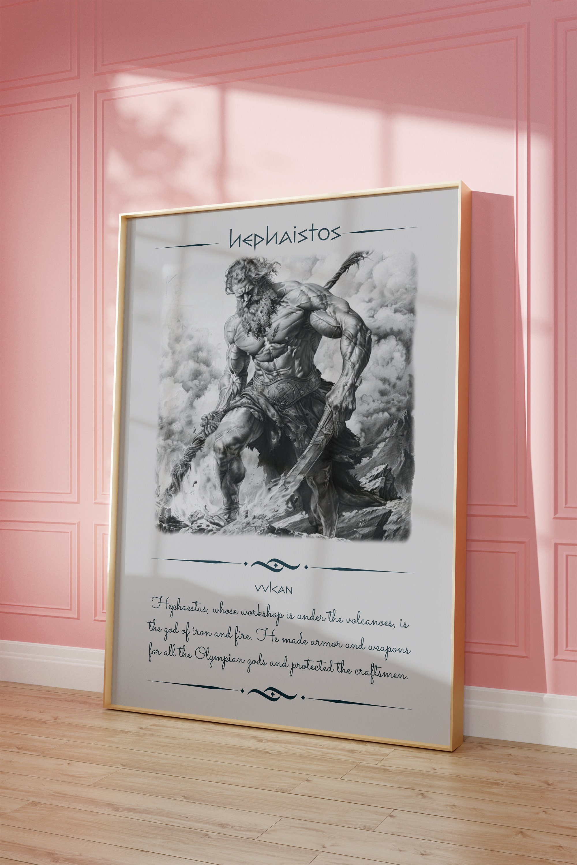 Greek Mythology Poster, Hephaistos Poster, Greek Mythology Art, Greek ...