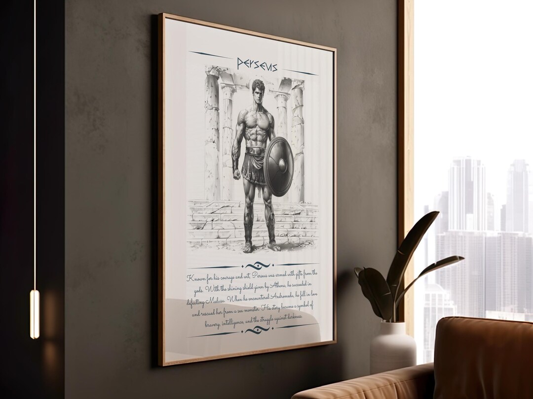Perseus Greek Mythology Wall Art Print, Framed Canvas Art for Bedroom ...