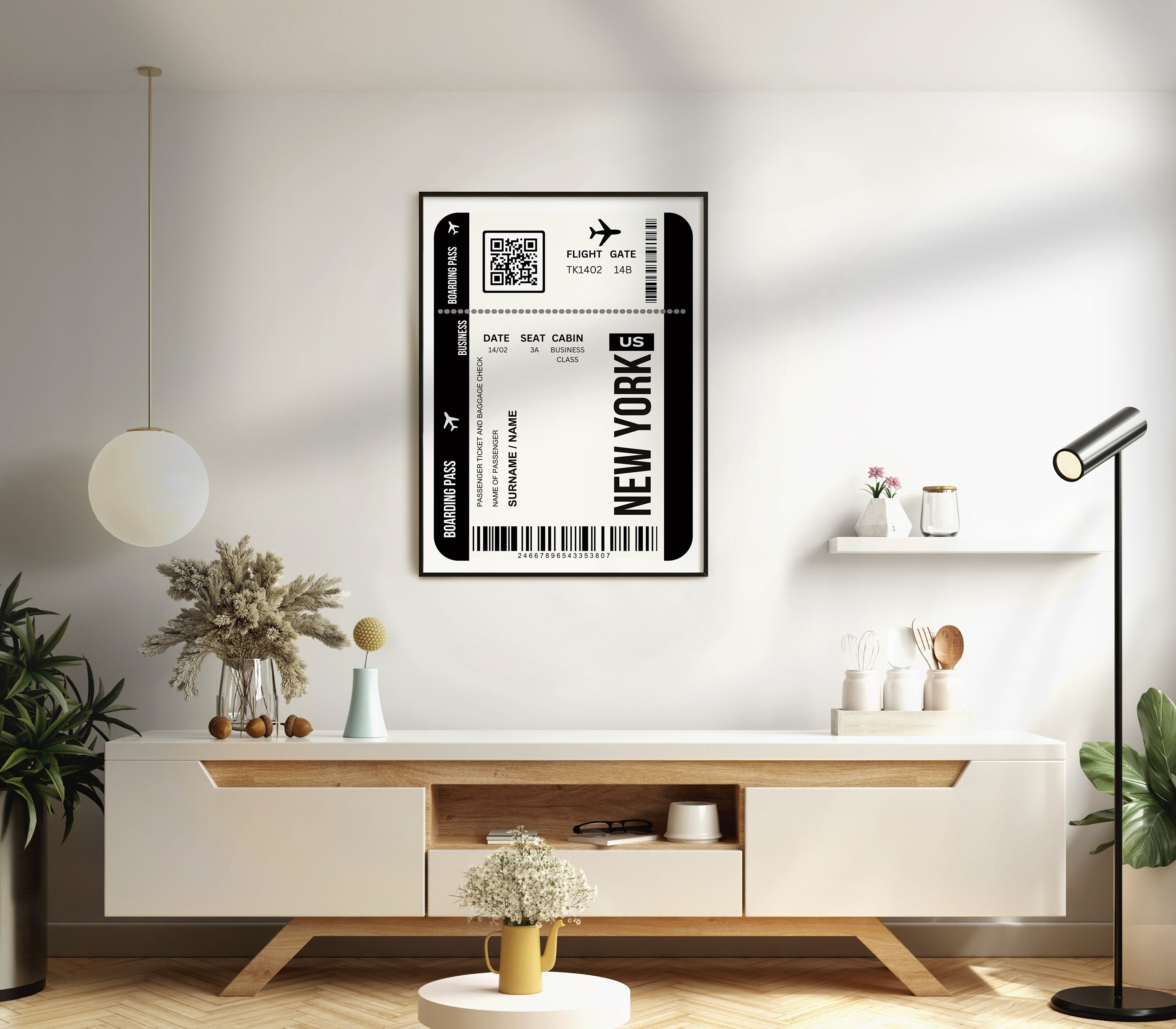 Flight Ticket Poster, New York Flight Ticket Poster, Flight Ticket ...