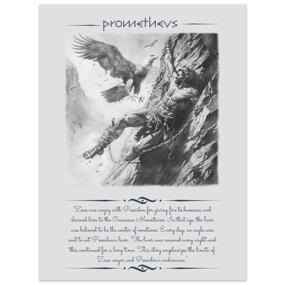 Greek Mythology Poster, Prometheus Poster, Greek Mythology Art, Greek ...