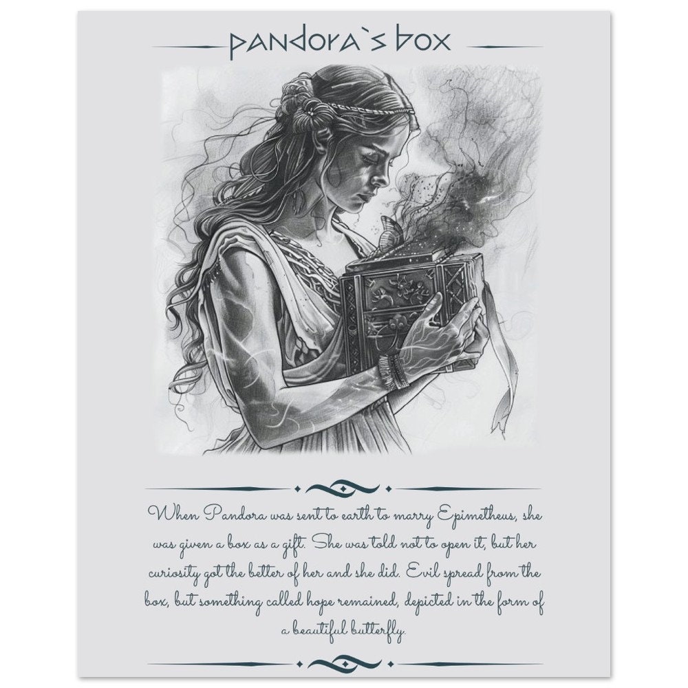 Greek Mythology Poster, Pandora's Box Poster, Greek Mythology Art ...
