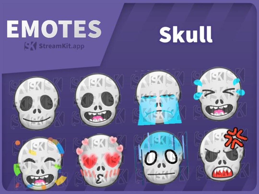 Skull Emotes Mad Laughing Crying Expressions Happy Skeleton Emoji Skull ...