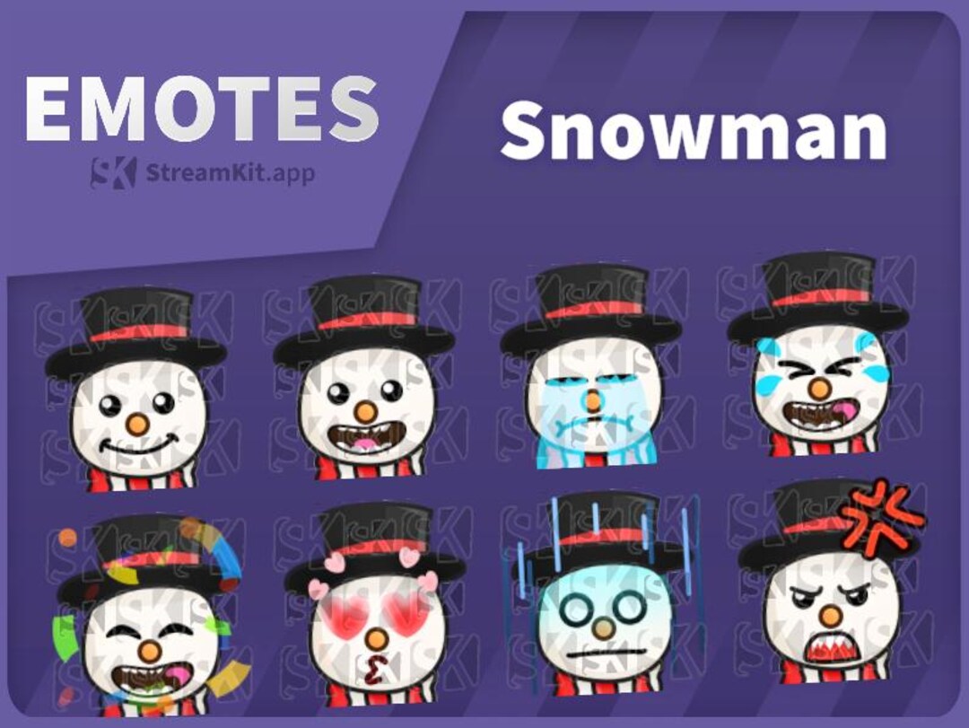Snowman Emotes Laughing Crying Happy Sad Mad Emoji Expressions Snow ...