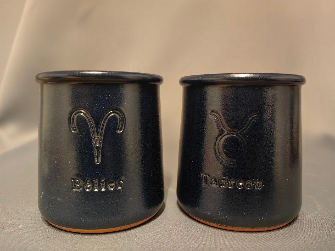 La Fermière 4 Dark Blue Yogurt Jars With Zodiac Signs, Glazed ...