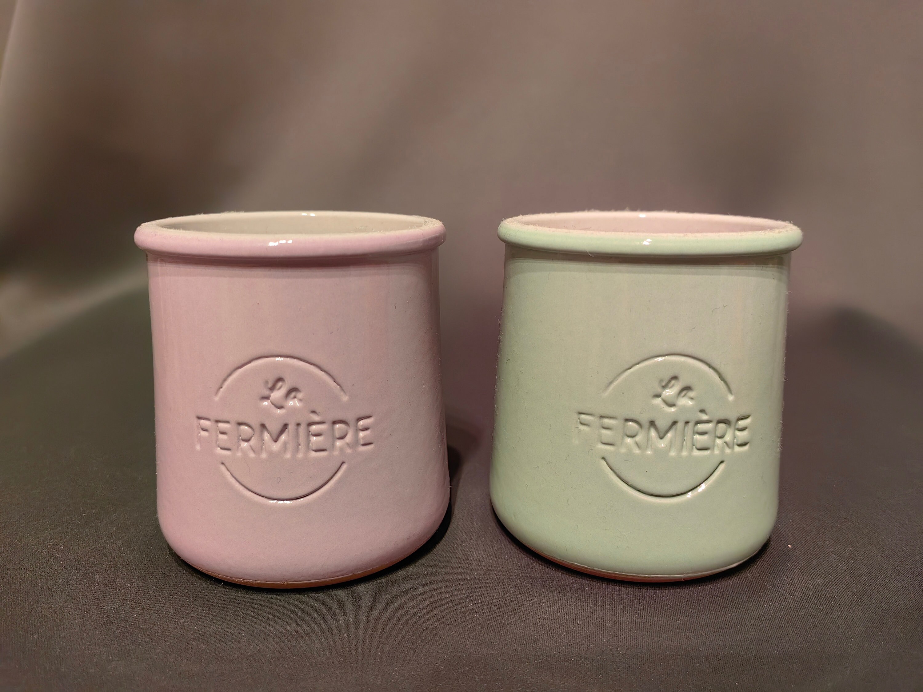 La Fermiere Terracotta Yogurt Jars With Periwinkle, Grey, Pink, Mint ...