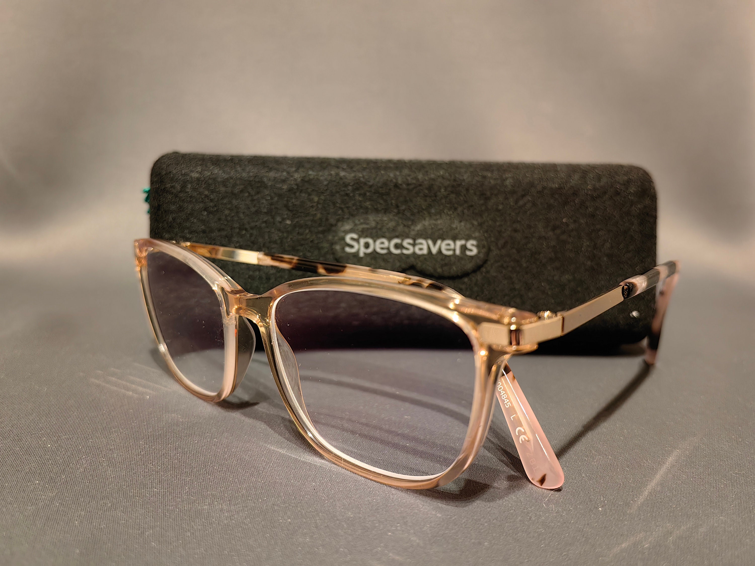 Specsavers AIDEEN Eyeglasses Frame, Transparent Brown + Gold Metal, New ...