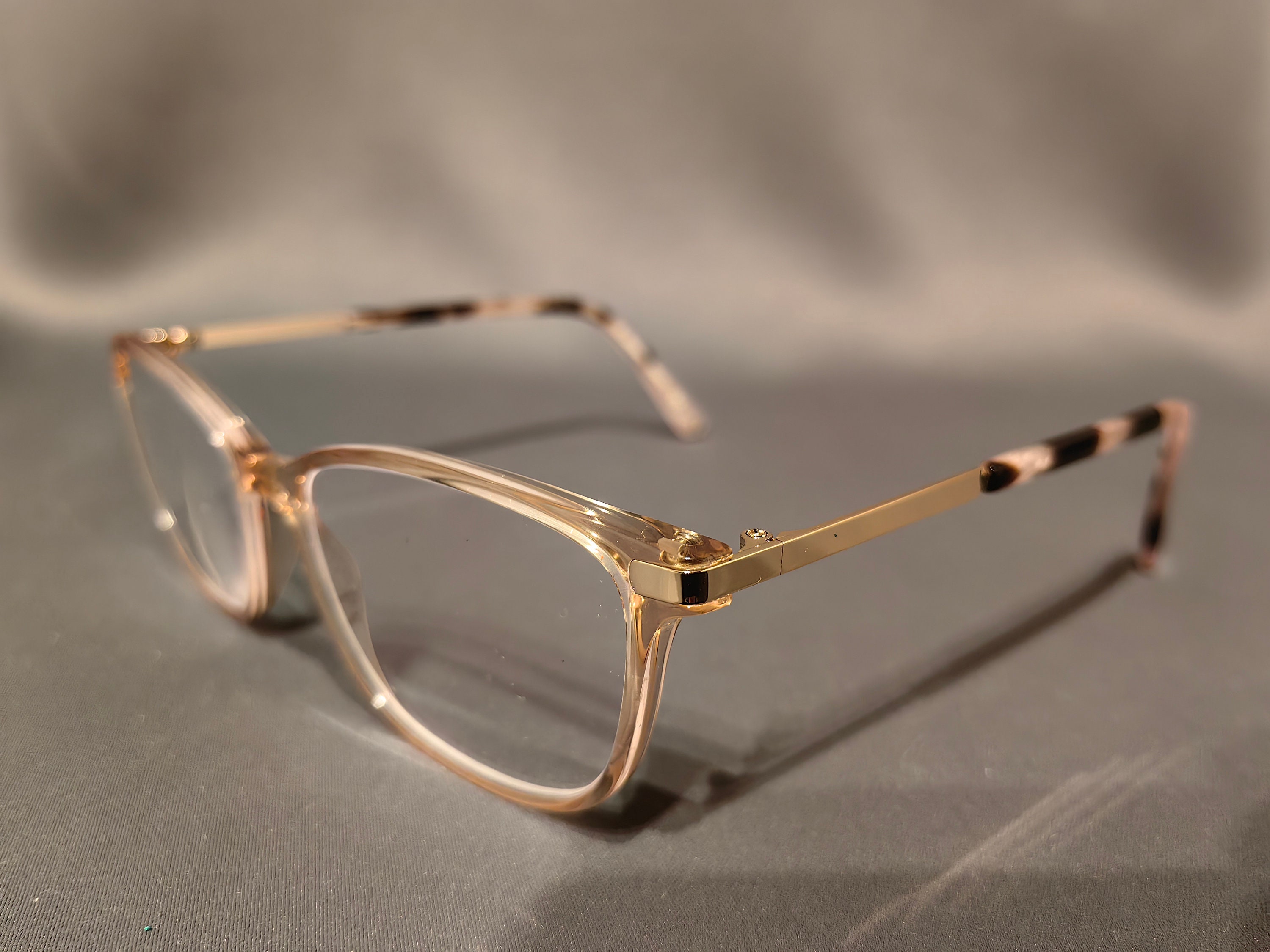 Specsavers AIDEEN Eyeglasses Frame, Transparent Brown + Gold Metal, New ...