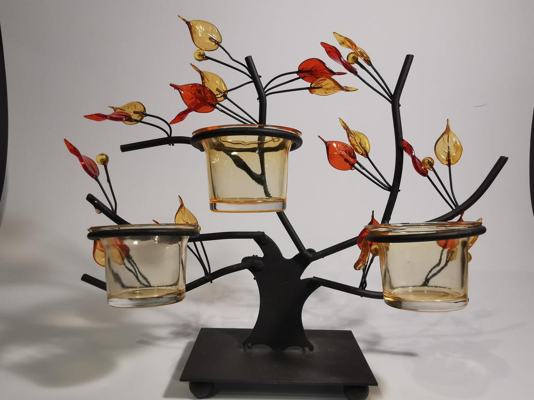 Candlestick. the Original Candle Holder "tree With Leaves". Metal ...