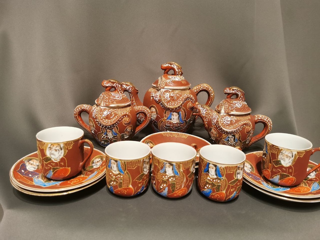 Porcelain Tea Set Satsuma, Geisha Lithophane, Japan 20-30s. Lithophane ...