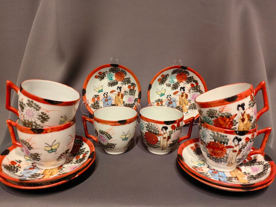 Tea Set, Cup and Saucer, Bone China, Japan 40-50s. Vintage Japanese Tea ...