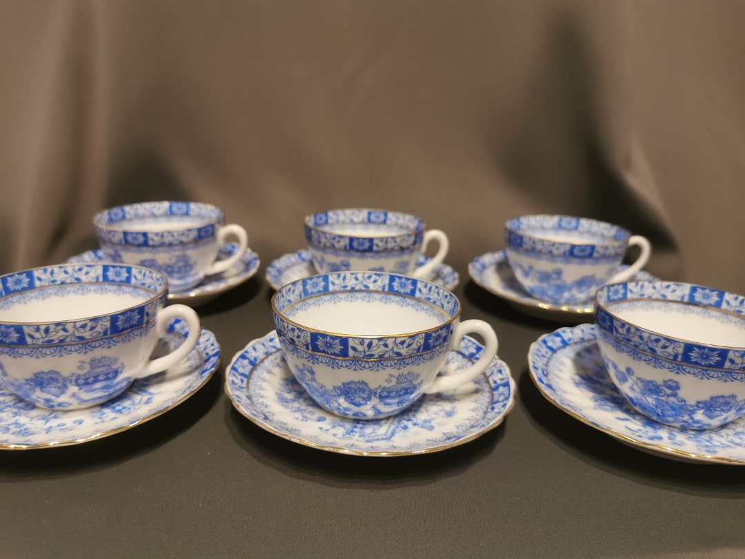 Antique Cups. Antique Blue and White Cups and Saucers From 1915 - 1917 ...