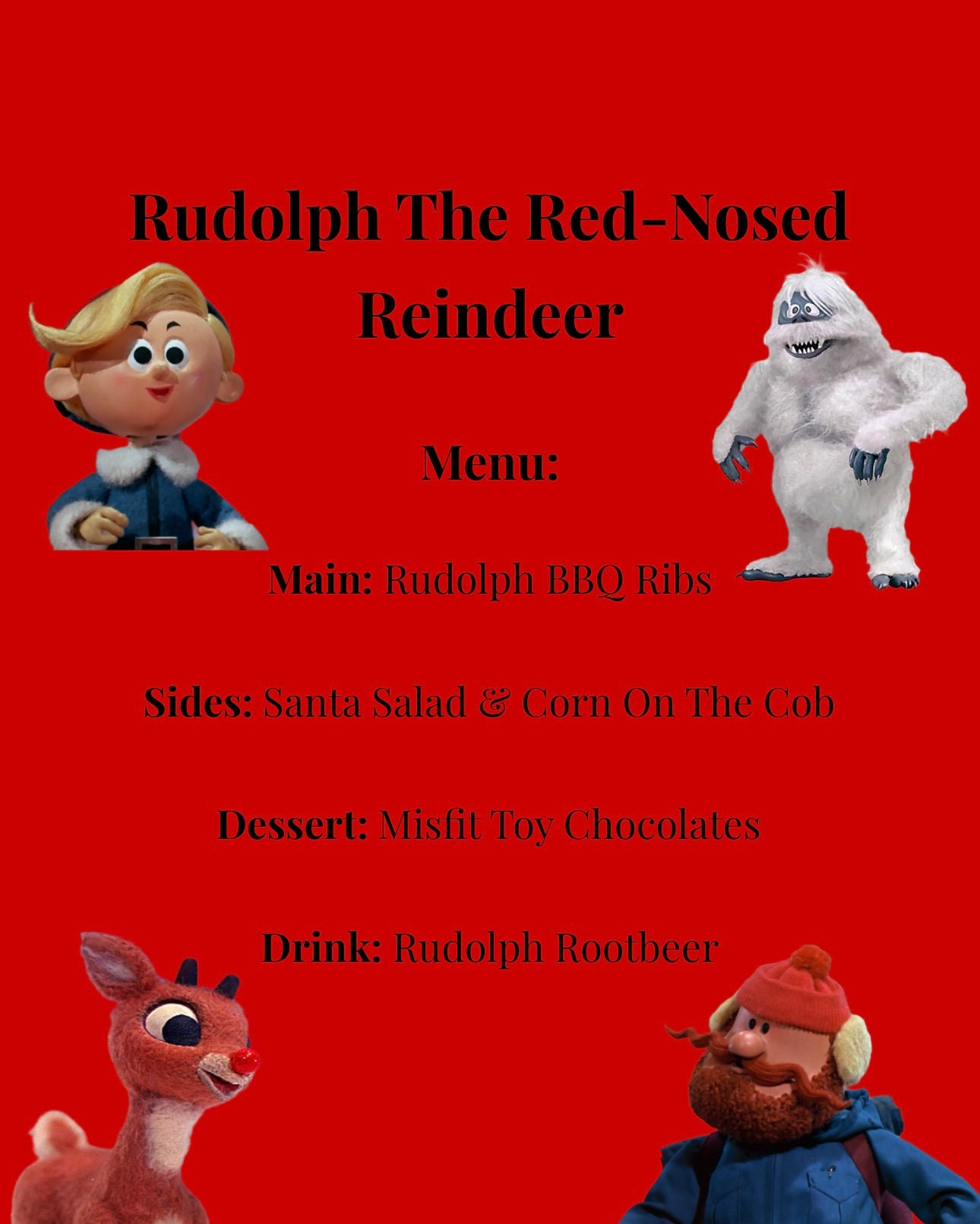 20 Christmas Dinner & Movie Night Menus | Red | Digital Download ...