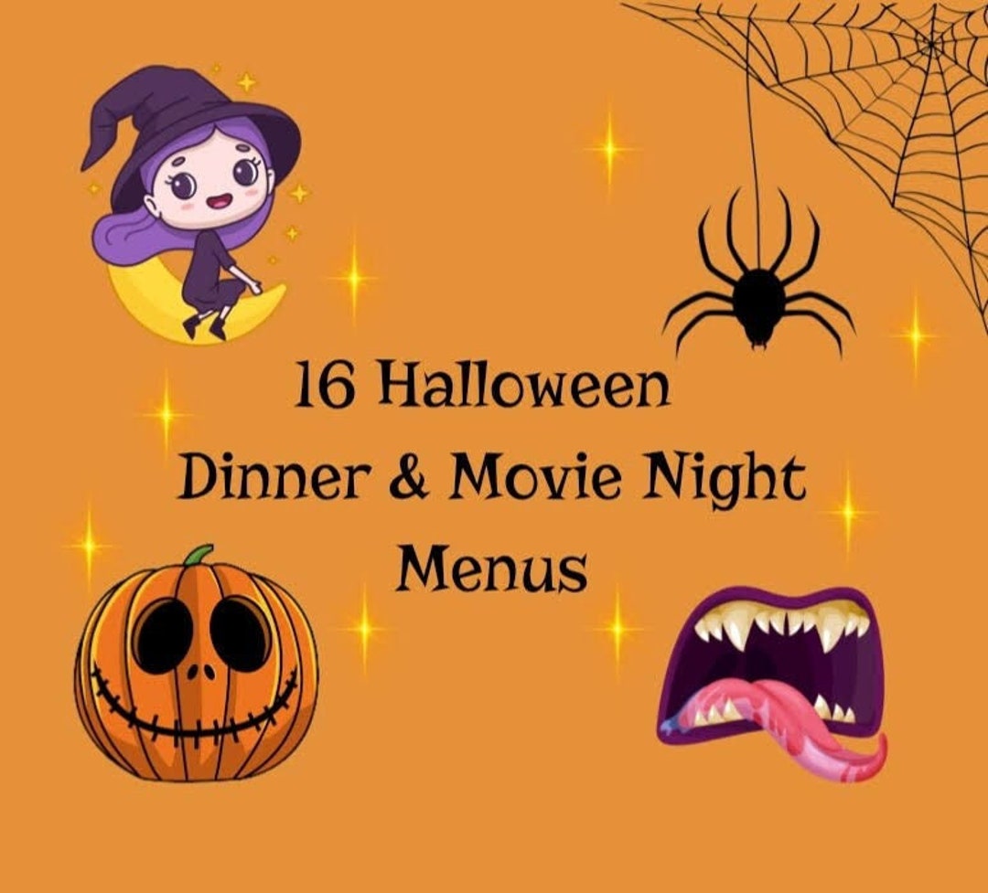 16 Halloween Dinner & Movie Night Menus Digital Download Directions ...
