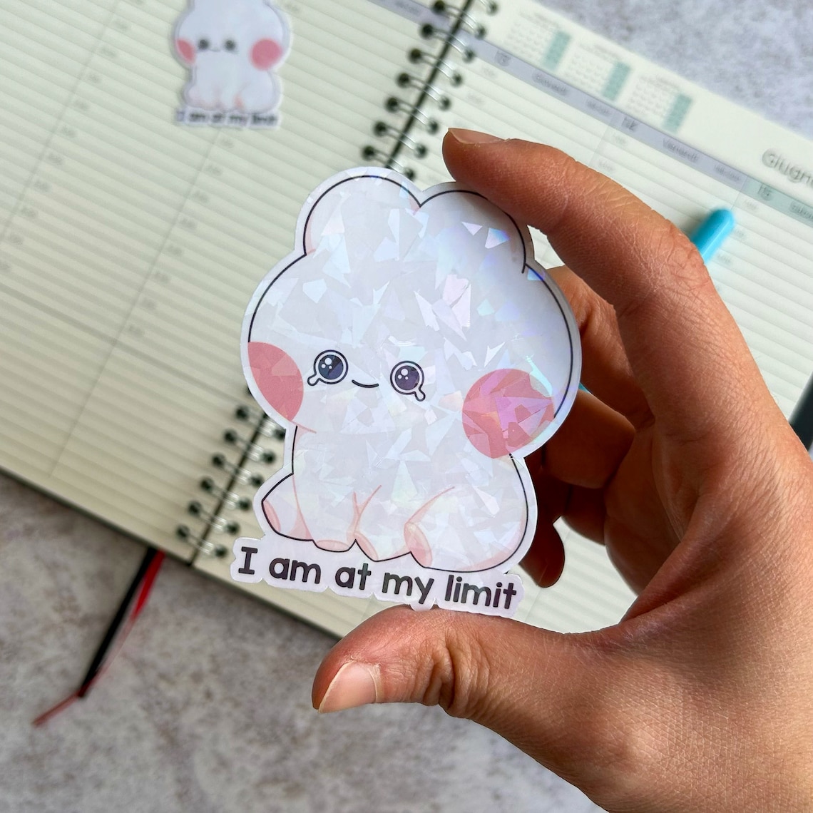 I Am at My Limit Bunny Holographic Die Cut Sticker Bujo Cute Stationery ...