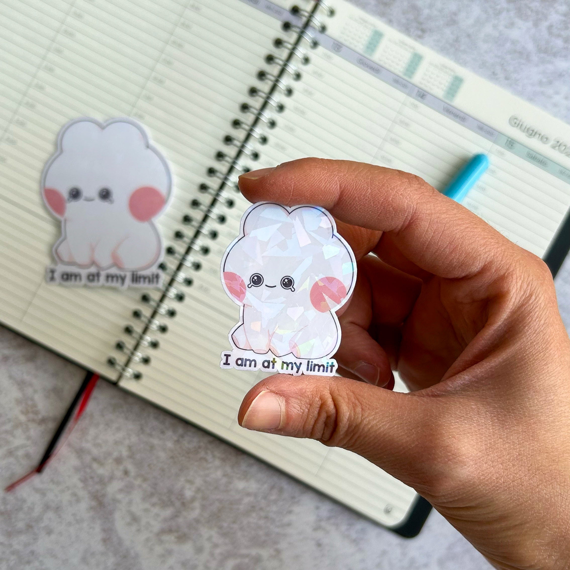 I Am at My Limit Bunny Holographic Die Cut Sticker Bujo Cute Stationery ...