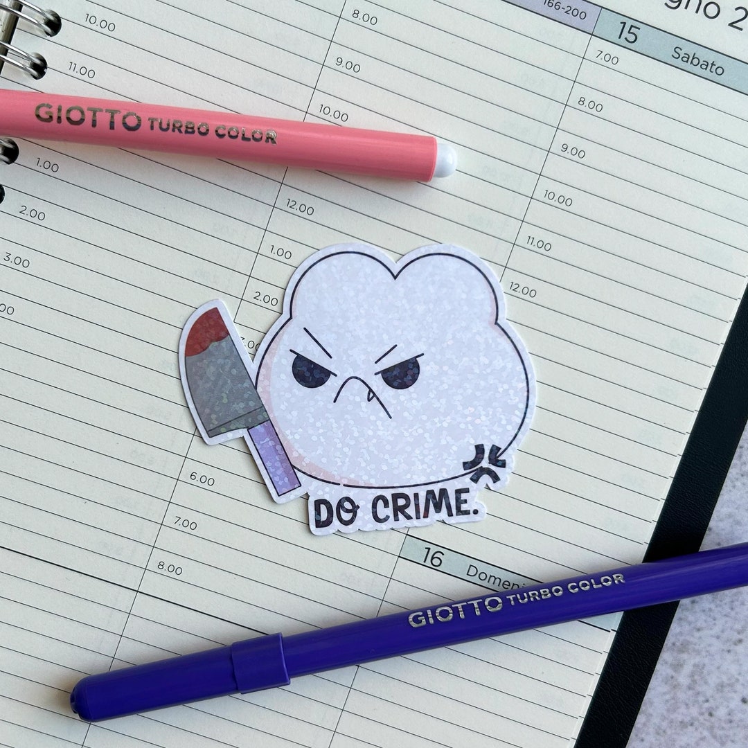 Do Crime Bunny Holographic Die Cut Sticker | Bujo | Cute Stationery ...