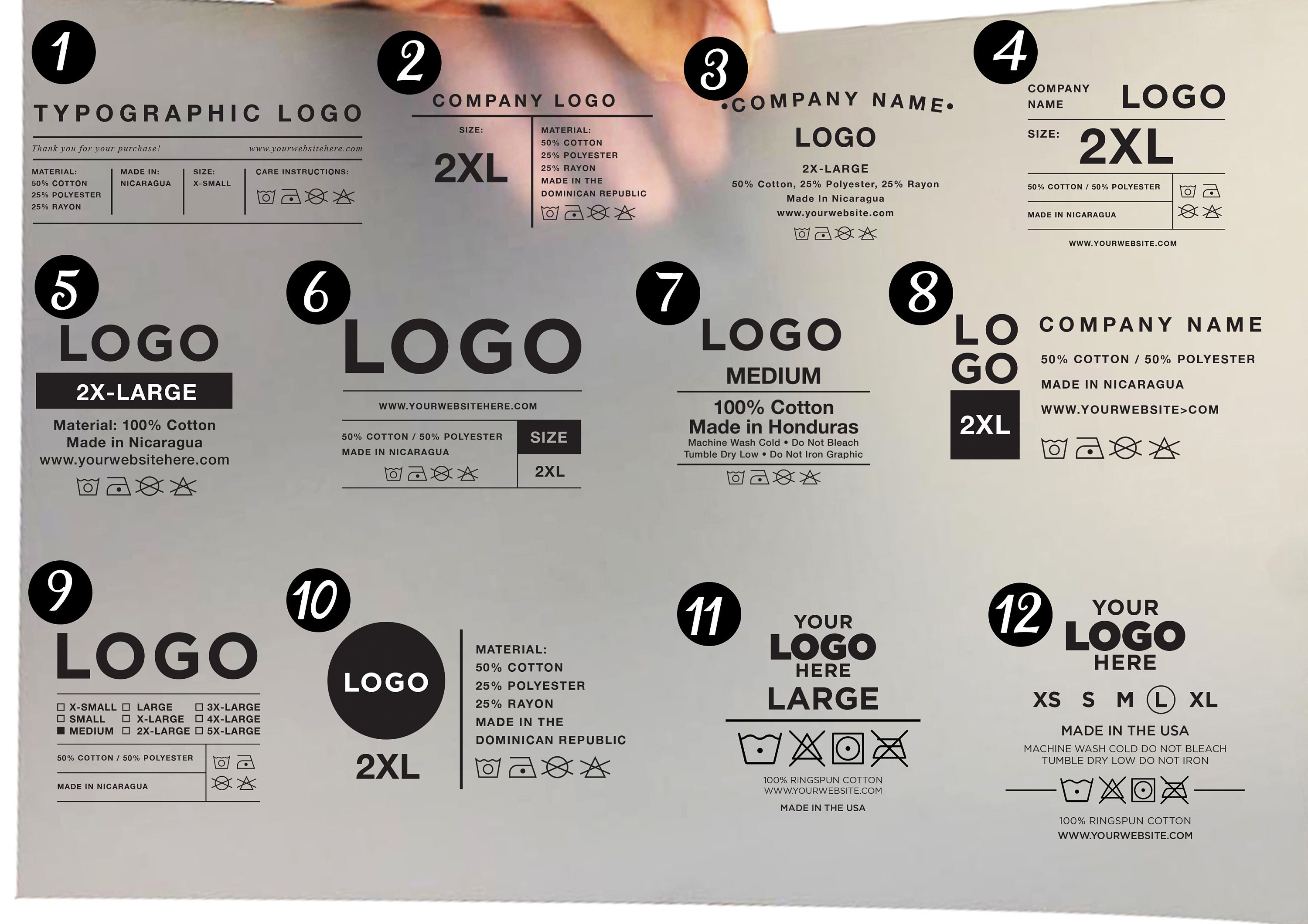 750 Pcs. 12 Style Custom Heat Transfer Labels and Iron-on Tags for T ...