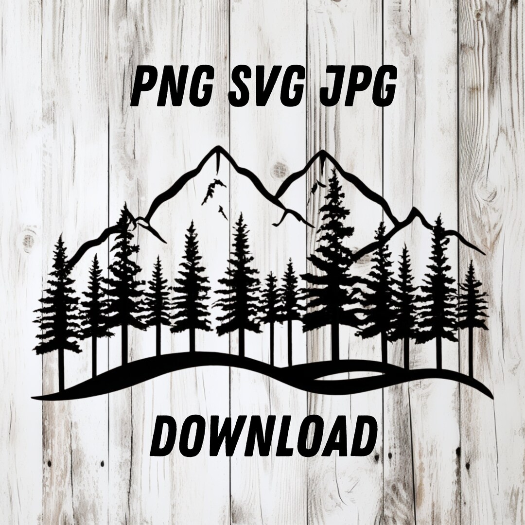 Tree-line SVG, Mountain Tree Line SVG, Mountain Theme Png, Mountain ...