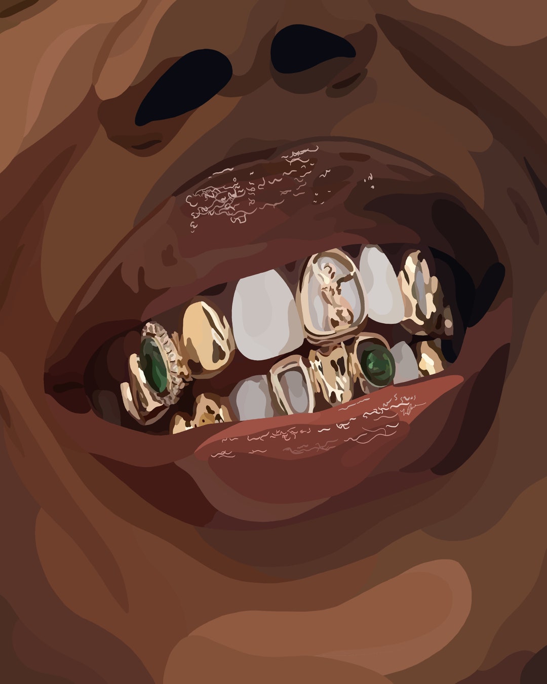 Gold Grills Grillz Black Woman Urban Art Black Art Wall Art