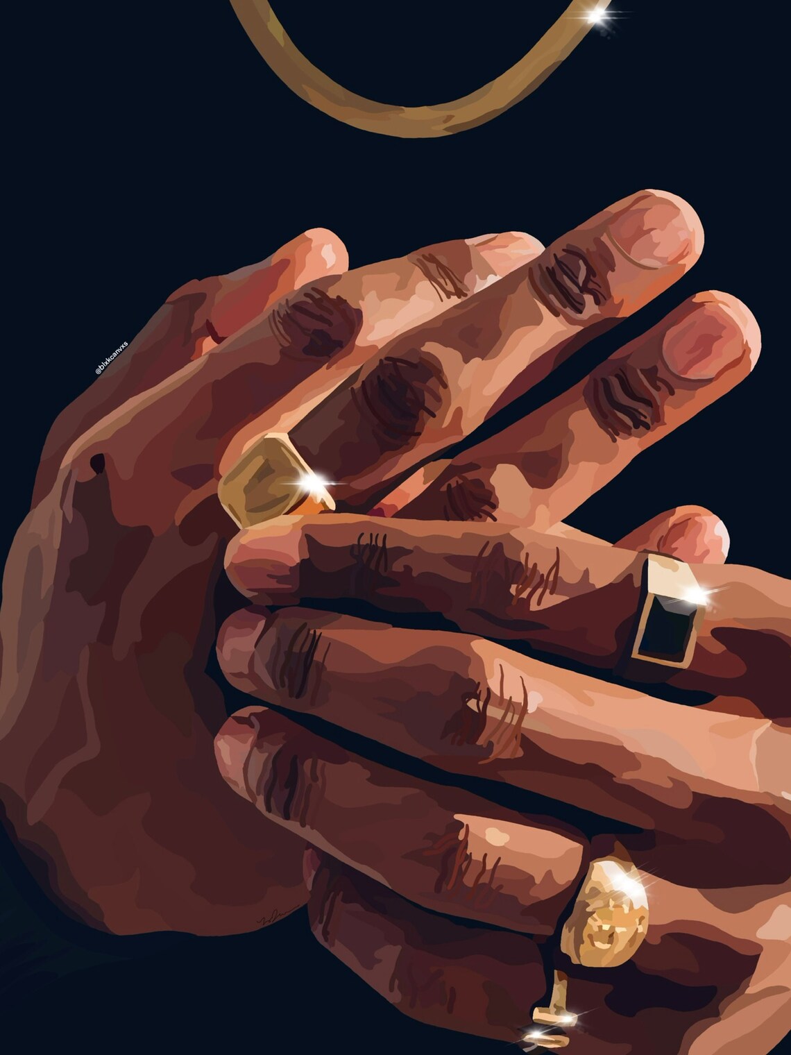 Black Man Hands, Gold Rings, Urban Art, Black Art, Black Men Art, Wall ...