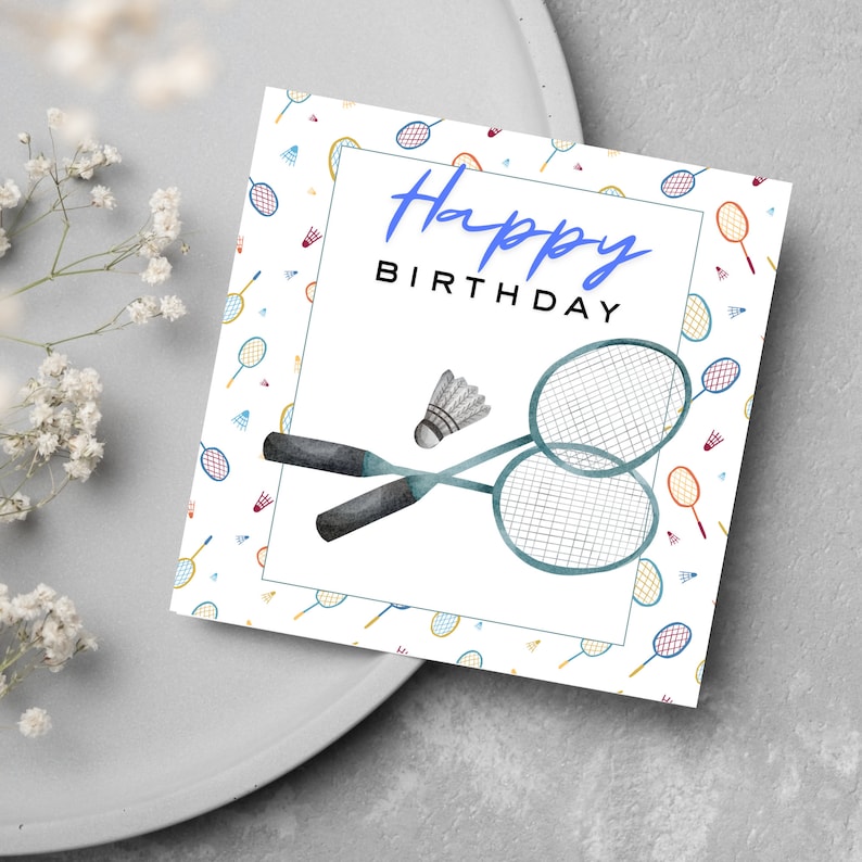 Badminton Birthday Card, Sport Card, Sport Birthday Card, Card for Him ...