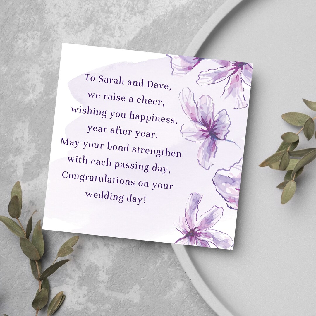Personalised Wedding Card, Customised Poem for the Bride and Groom ...