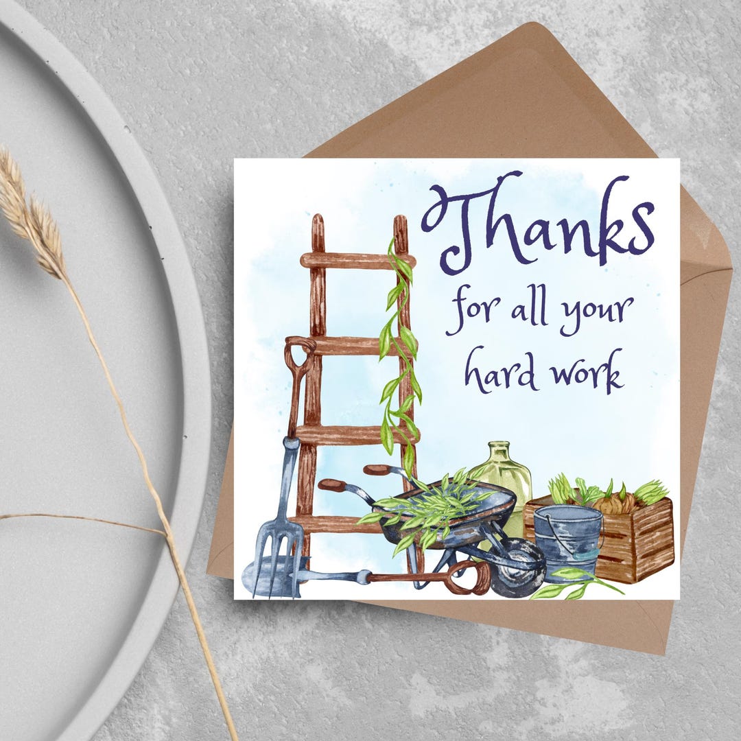 Thank You Card for Gardener, Gardening Thank You Card, Groundskeeper ...