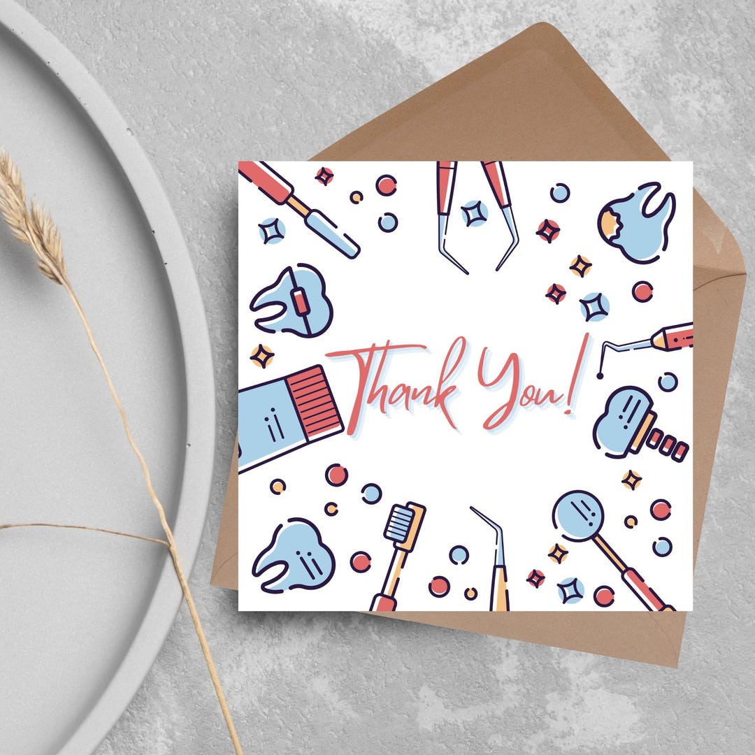 Thank You Card for Dentist, Card for Orthodontist, Dental Thank You ...
