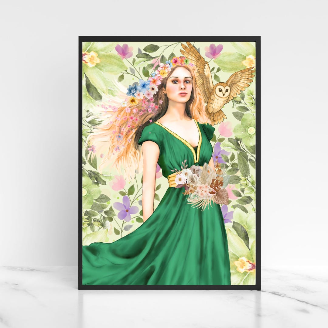 Mabinogion Blodeuwedd Poster Print, Original Artwork, A4 Giclée Wall ...