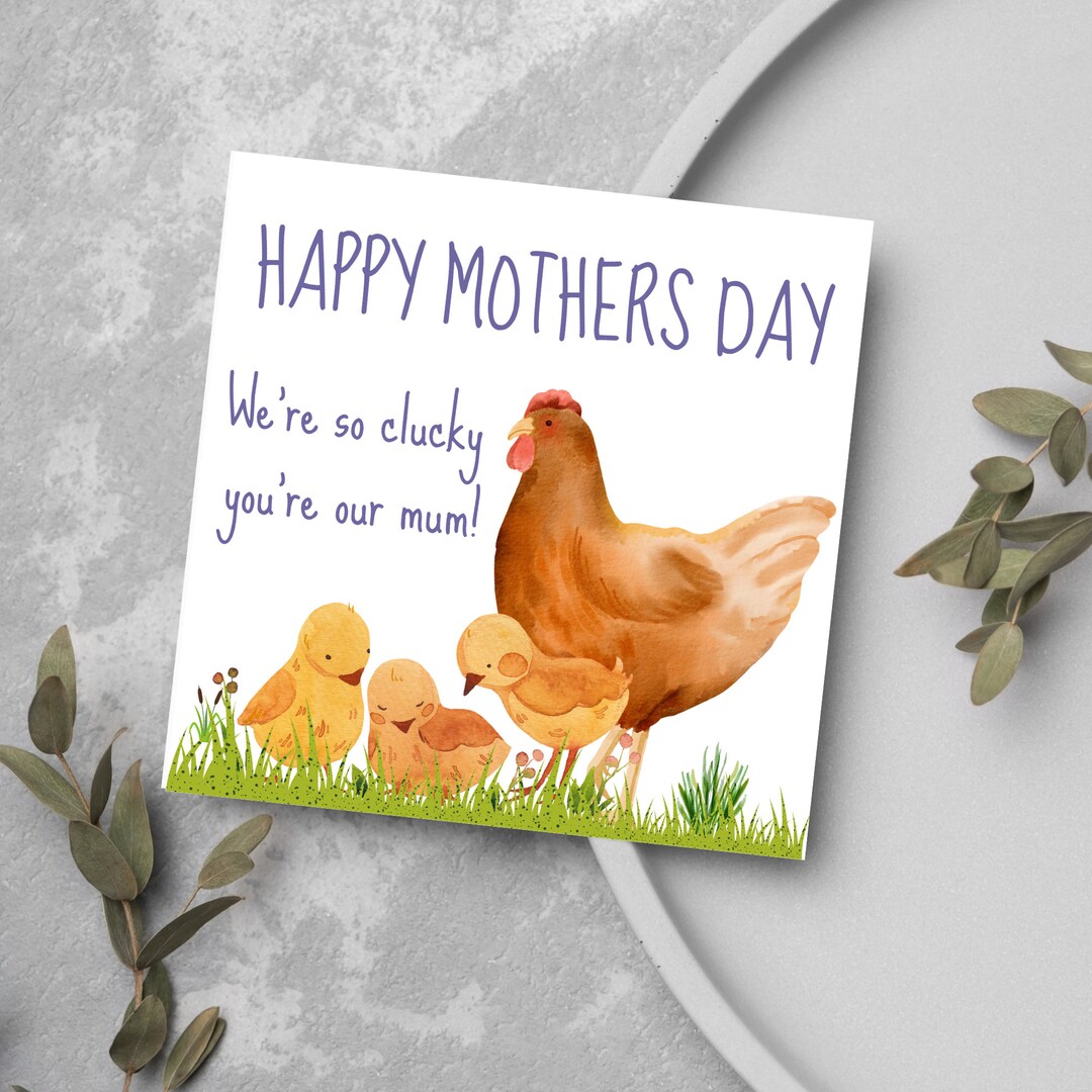 Mothers Day Card, Mother Hen and Her Chicks, Chicken Card, Card for Mum ...