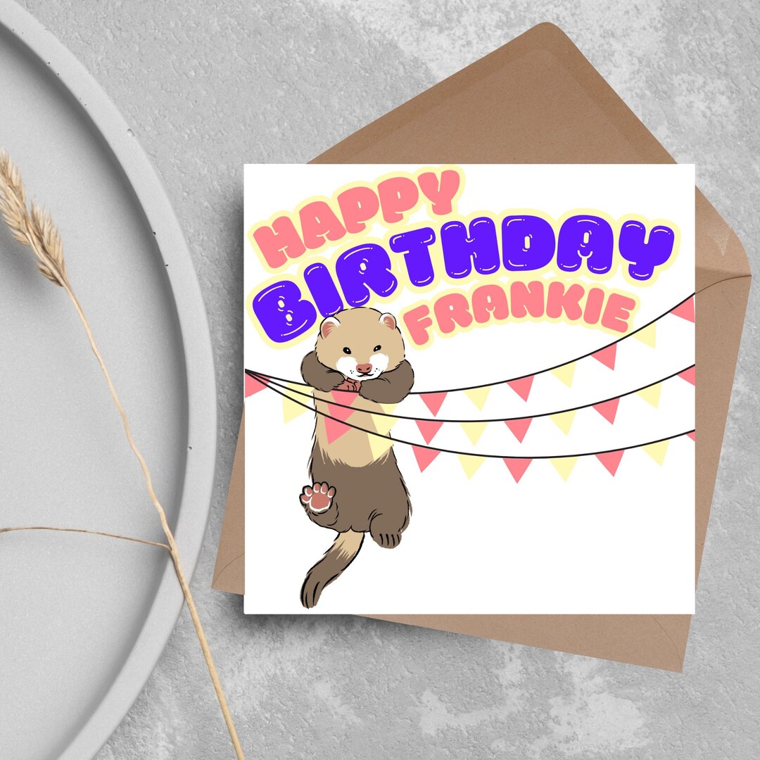 Personalised Birthday Card, Ferret Card, Name Birthday Card, Custom ...