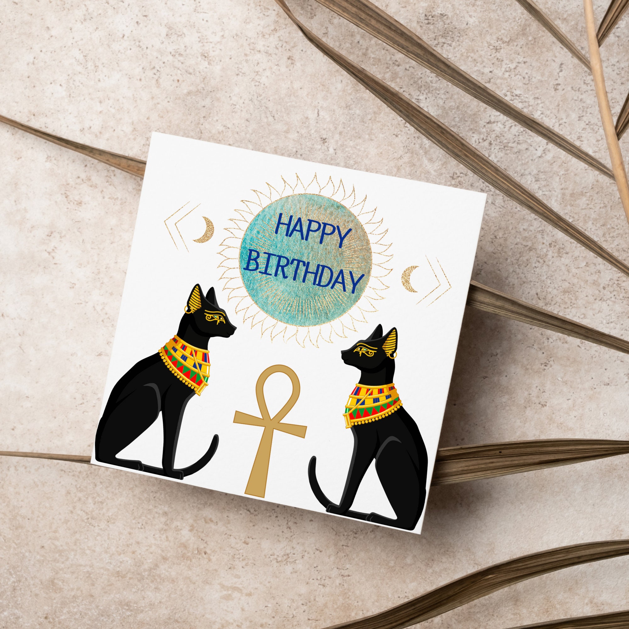 Egyptian Sphinx Birthday Card, Happy Birthday, Egyptology, Cat God ...