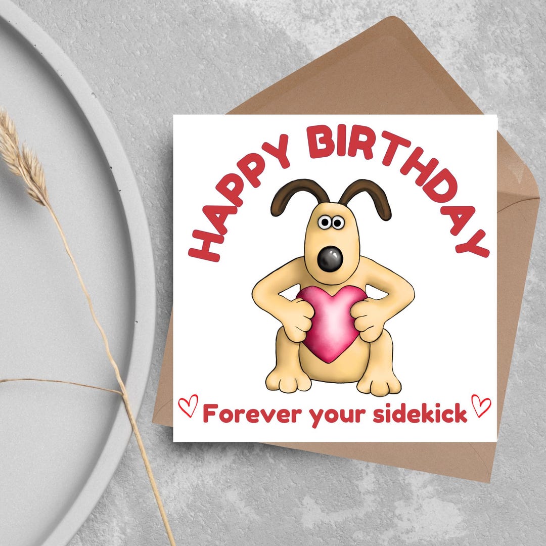 Wallace and Gromit Birthday Card, Gromit Love Heart, Card for Him, Card ...