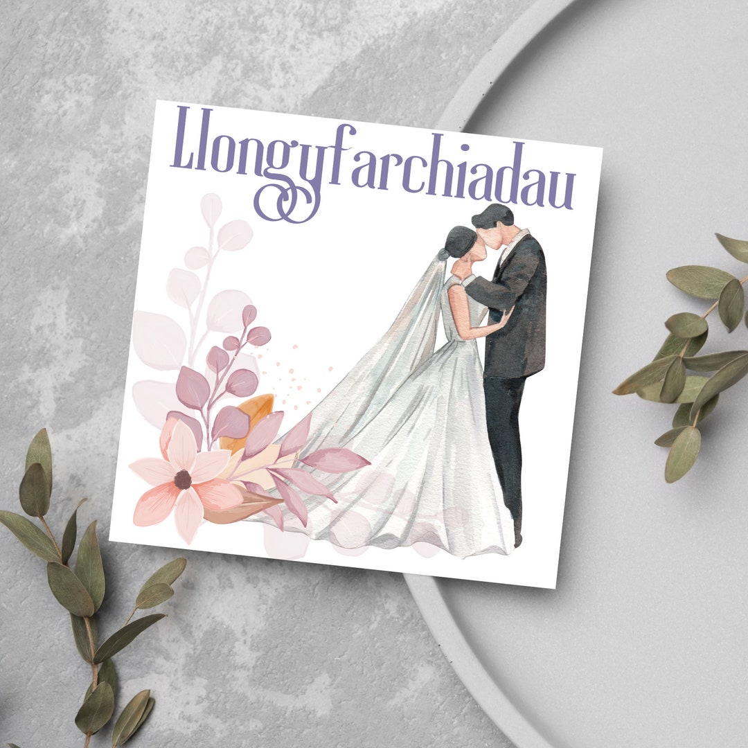 Welsh Language Congratulations Card, Wedding Card, Welsh Wedding ...
