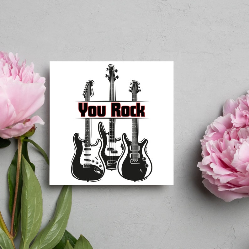 Rock Guitar Birthday Card Featuring Electric Guitars 'you Rock', Card ...