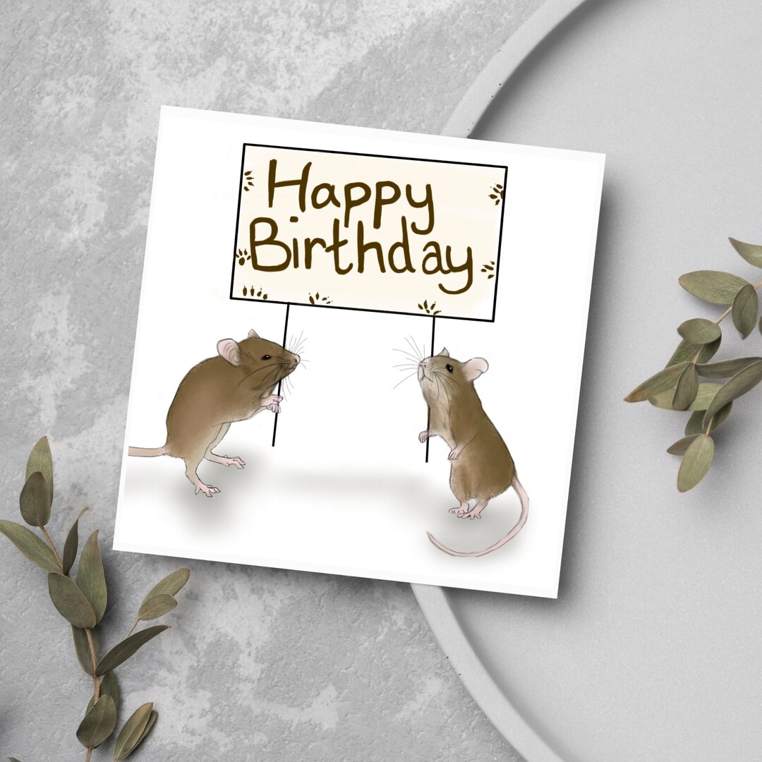 Happy Birthday Mouse Card. Birthday Mice Card, for Daughter, for Son ...