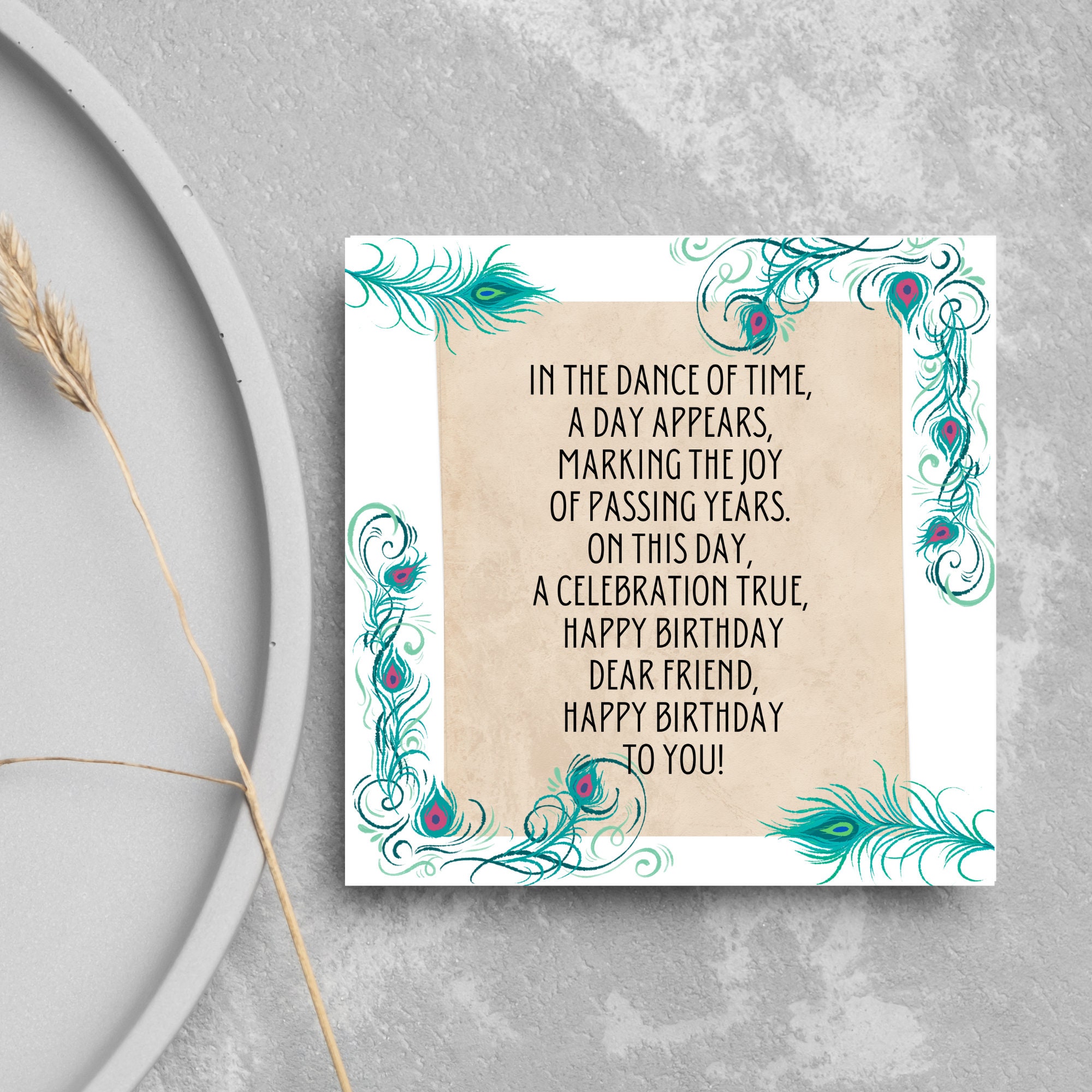 Birthday Card Birthday Poem Bespoke Printed Card Gift - Etsy