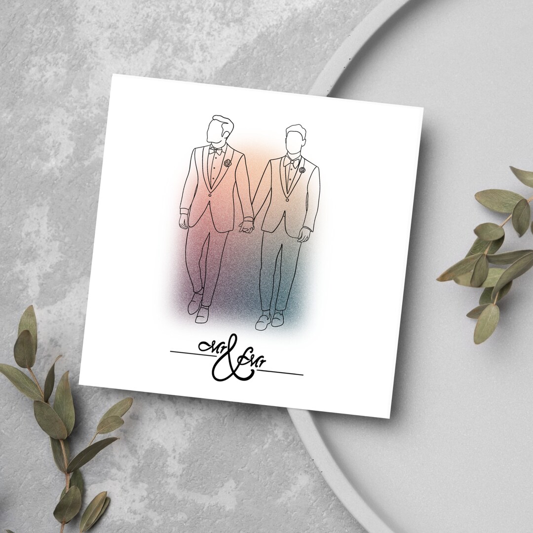 Mr and Mr Wedding Card, Gay Wedding Celebration Card, LGBTQ+ Wedding ...