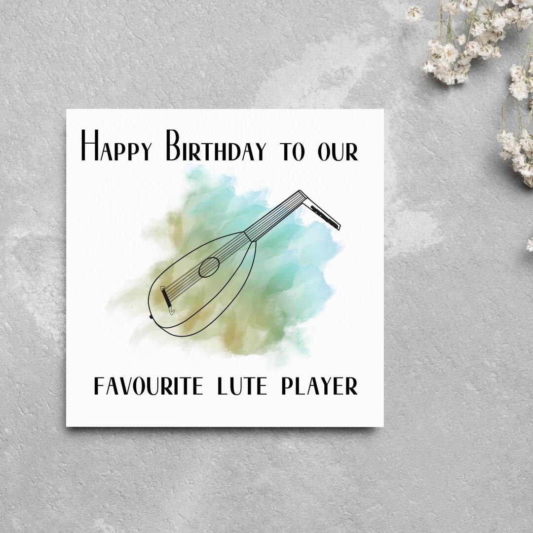 Lute Birthday Card, Happy Birthday, Card for Musician, Card for Him ...