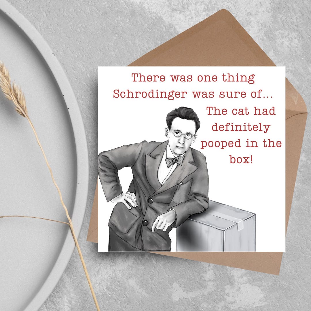 Physics Birthday Card, Funny Physicist Card, Schrodinger Card, Classic ...