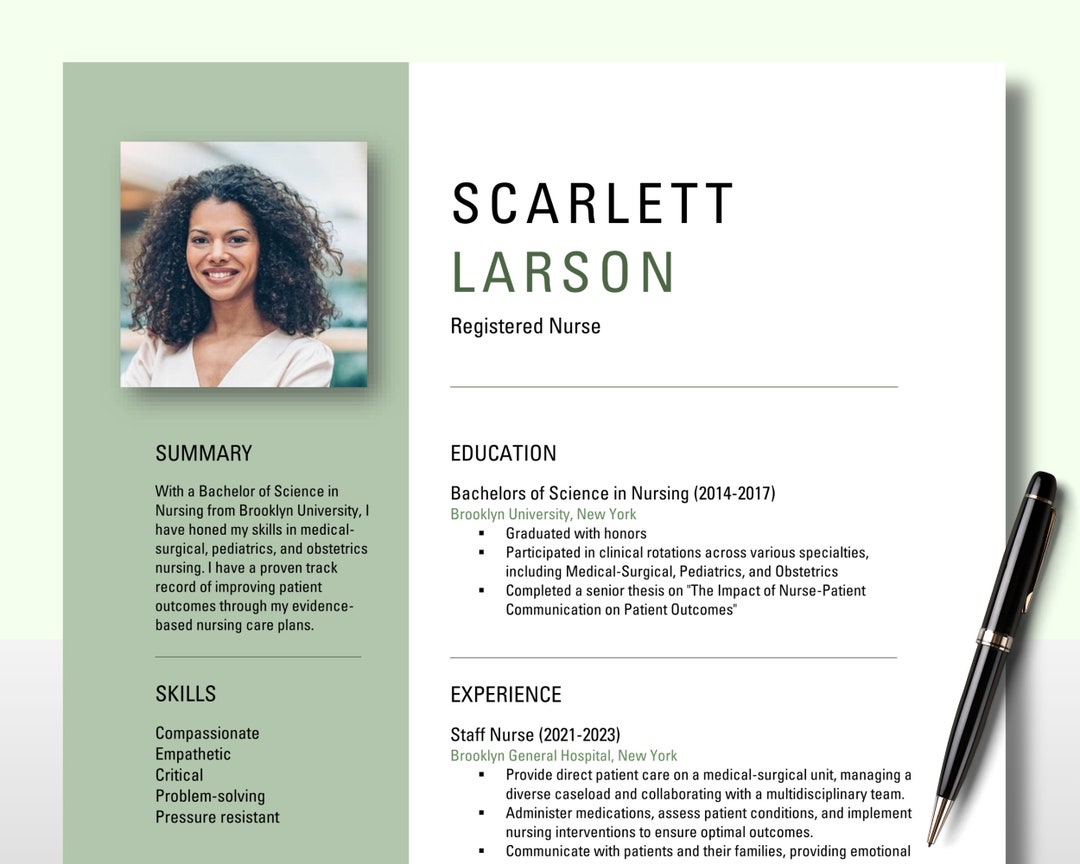 Professional Resume Template With Photo, 1 Page / 2 Page / Cover Letter ...