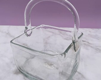 Vintage Blenko Handblown Clear Glass Basket - Etsy