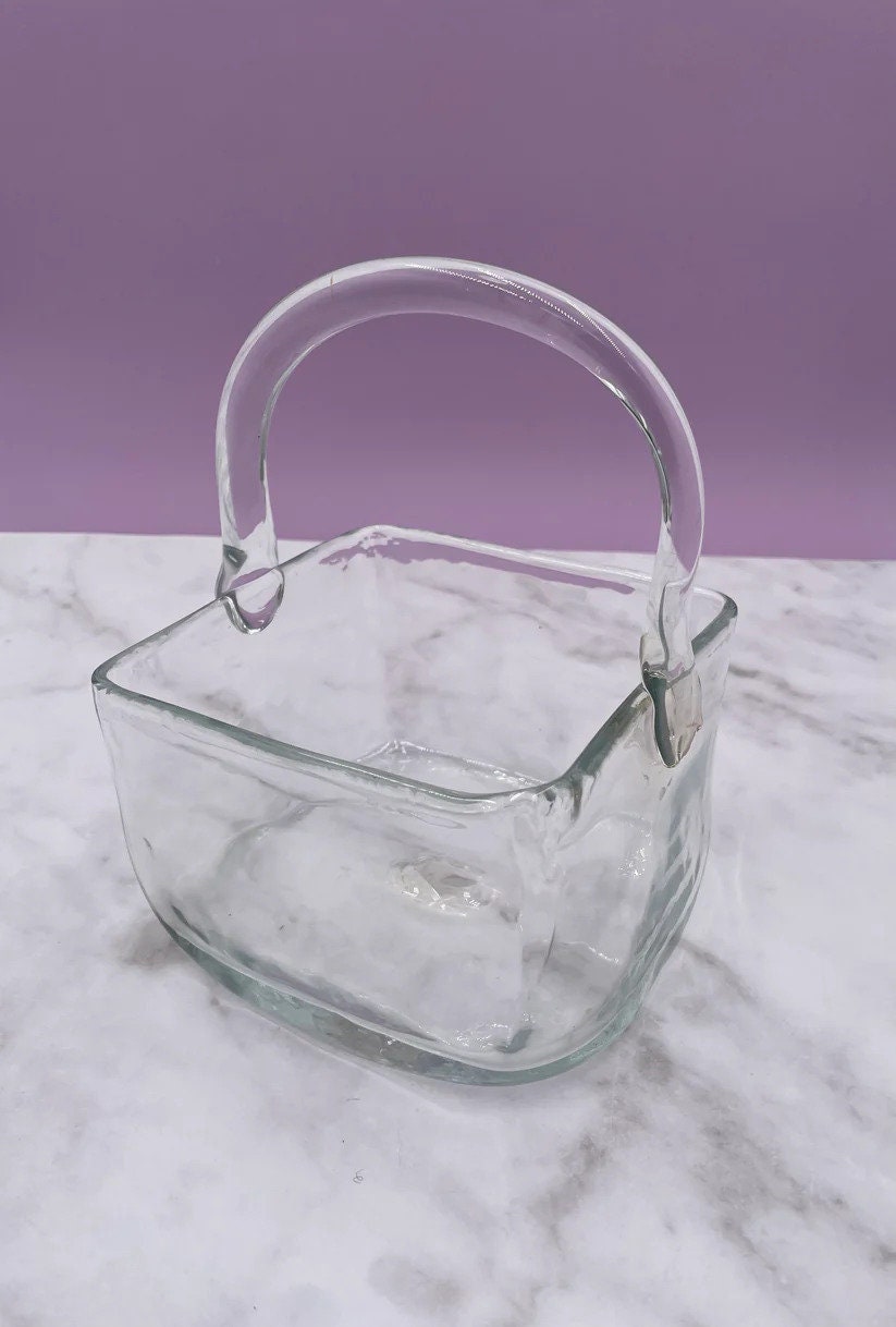 Blenko Crystal Clear Basket 7914 - Etsy