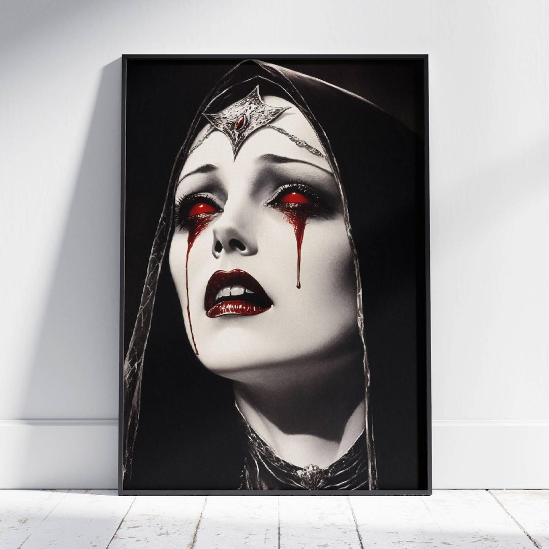 Crying Woman Dark Fantasy Print, Gothic Woman Crying Blood, Fantasy ...
