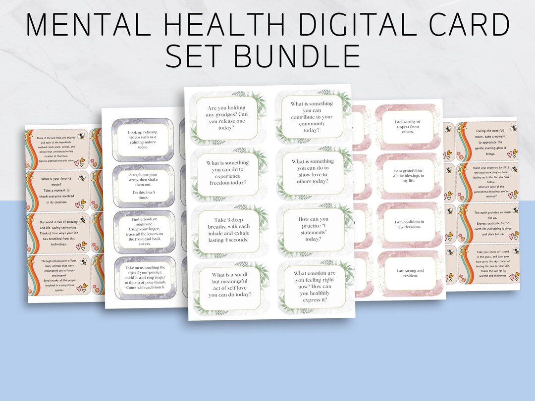 Mental Health Digital Card Set Bundle-digital Download - Etsy