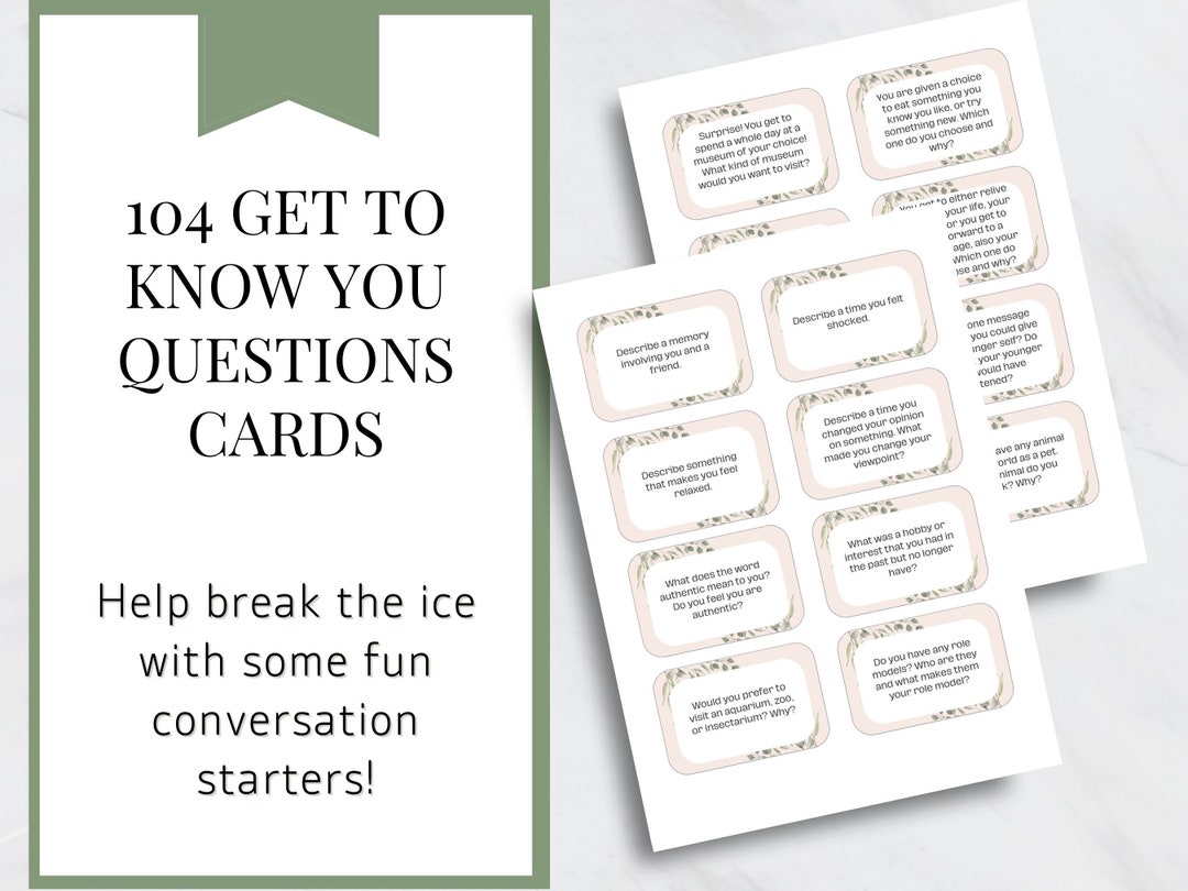 104 Get to Know You Cards Digital PDF - Etsy