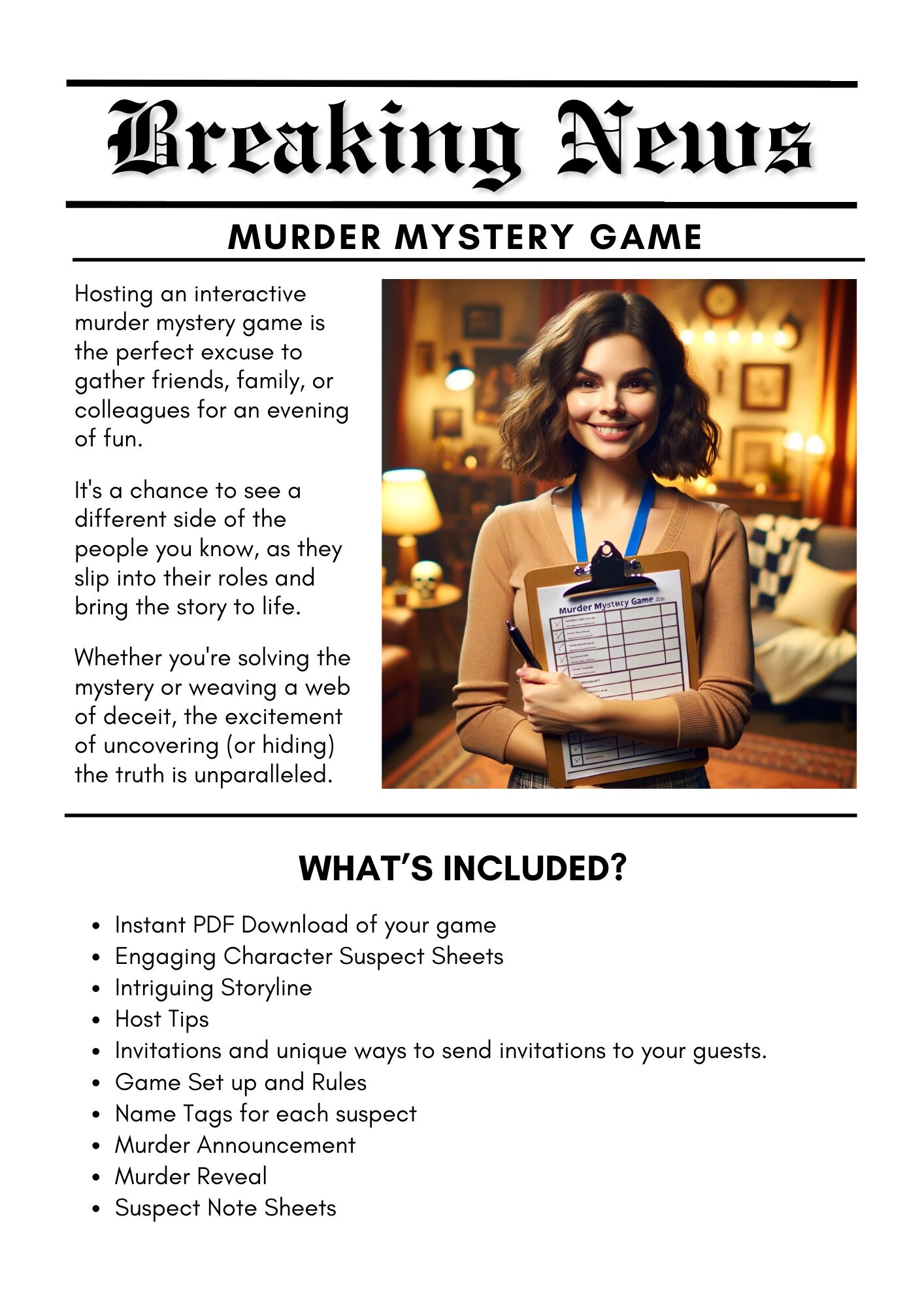 12 Suspects - Burn Book Murder - Mingle Murder Mystery Game - Digital ...