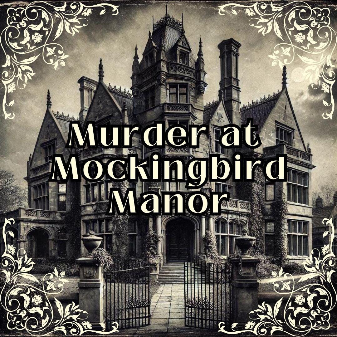 12 Suspects - Murder at Mockingbird Manor -mingle Murder Mystery Game ...