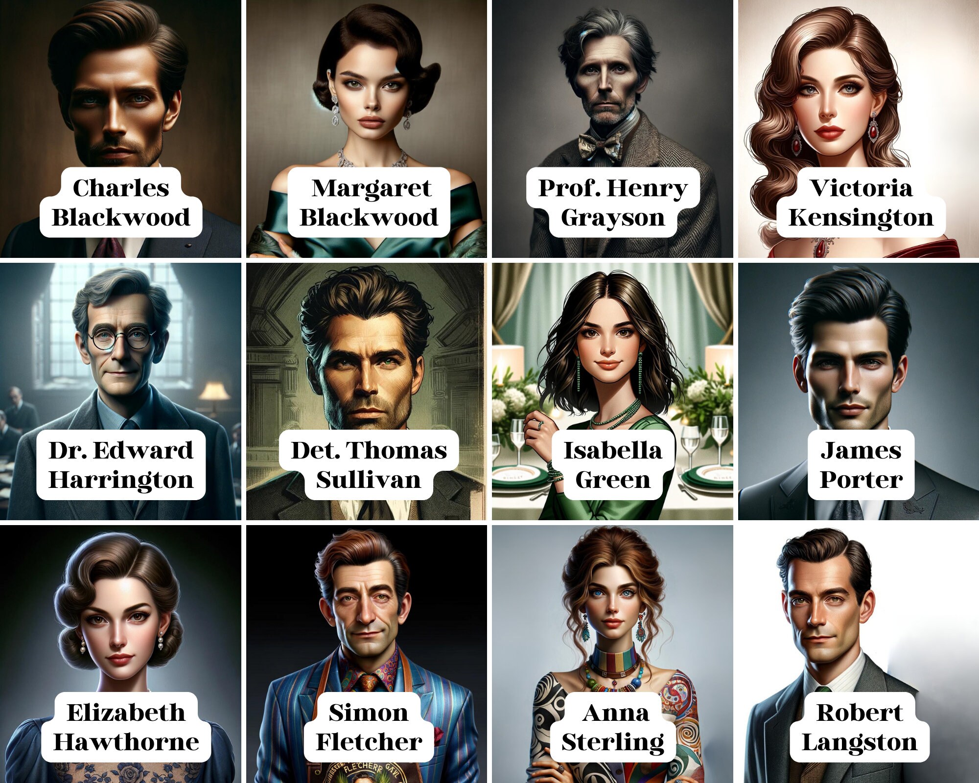 12 Suspects Murder at Mockingbird Manor mingle Murder Mystery Game ...